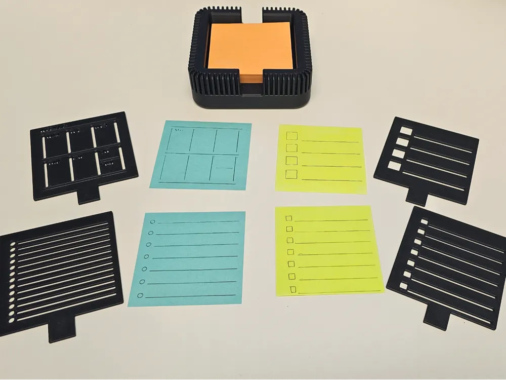 Post-it Notepad Holder and Stencils by BAM MakerWorld: Download Free 3D ...
