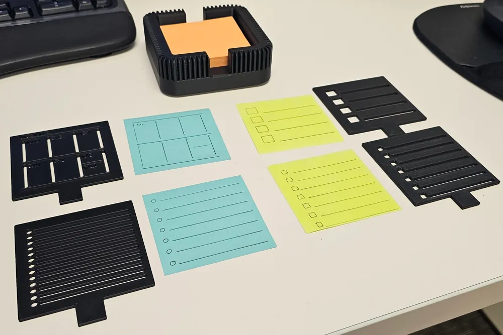 Post-it Notepad Holder and Stencils by BAM MakerWorld: Download Free 3D ...