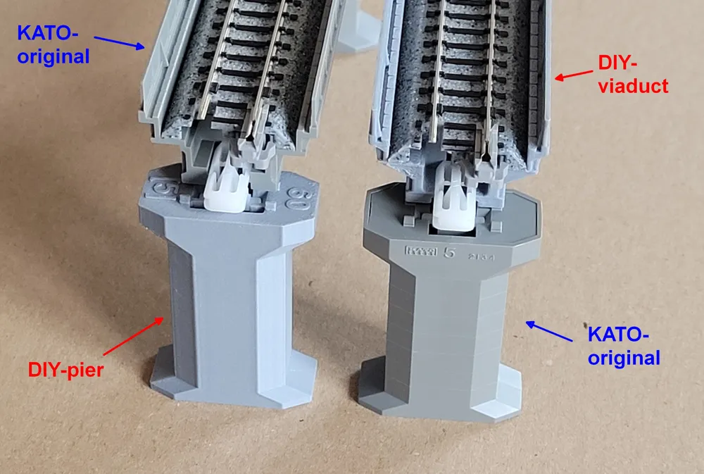Piers/pylons for KATO’s viaduct tracks, n-scale by Slanjonok MakerWorld ...