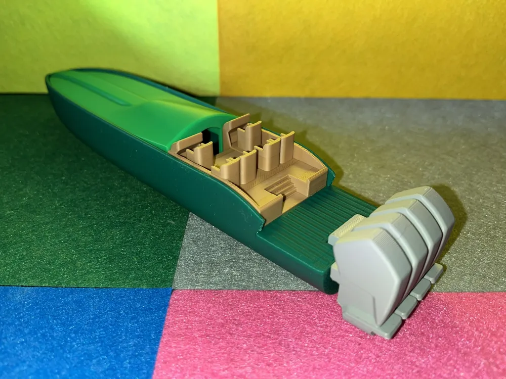 HO Train Scale Cigarette Boat 55' - Free 3D Print Model - MakerWorld