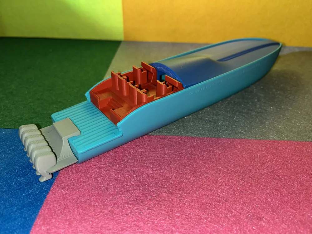HO Train Scale Cigarette Boat 55' - Free 3D Print Model - MakerWorld