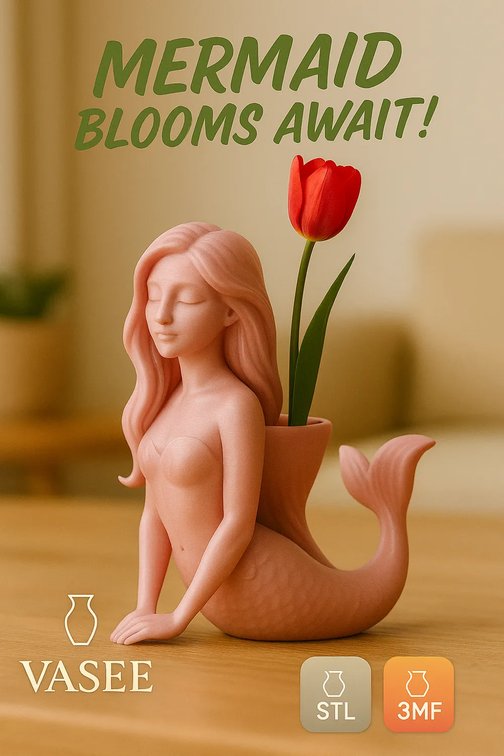 Mermaid Planter – Whimsical Ocean-Inspired Decor by VASEE MakerWorld ...