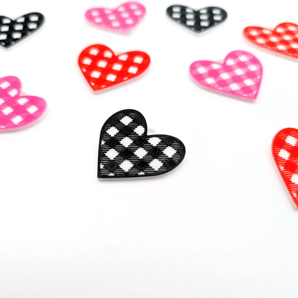 Gingham Plaid Heart Keychain Valentine by Amanda Roos - MakerWorld