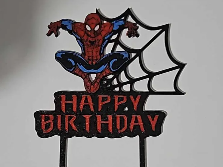 Man Spider Happy Birthday Cake topper - Free 3D Print Model - MakerWorld