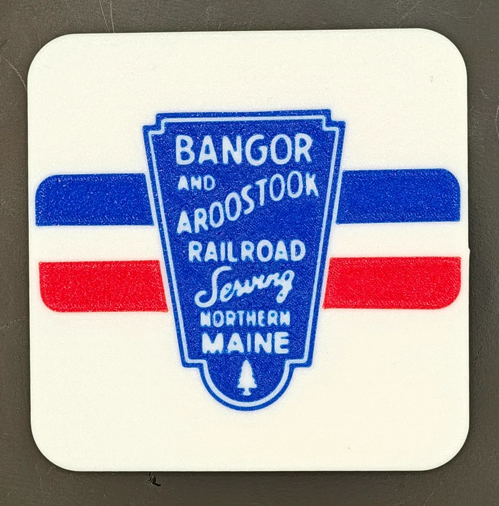 Bangor & Aroostook Red/White/Blue Logo coaster by railimages - MakerWorld