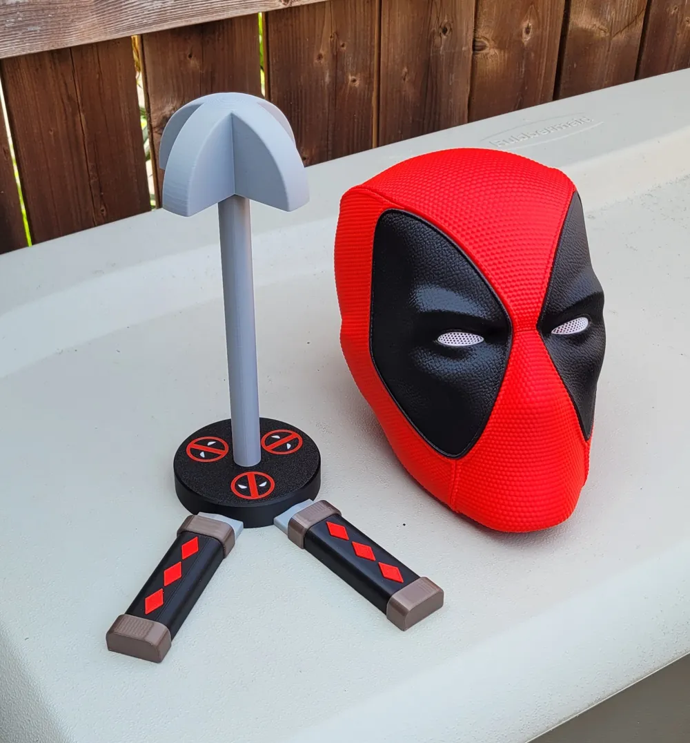 Deadpool Helmet stand by Mayhem Smiley MakerWorld: Download Free 3D Models