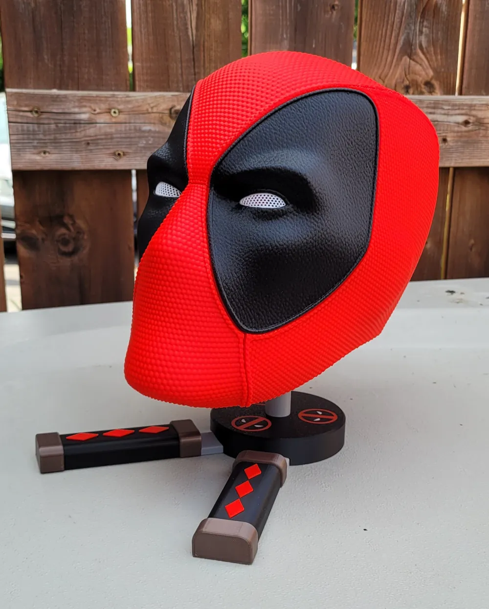 Deadpool Helmet stand by Mayhem Smiley MakerWorld: Download Free 3D Models
