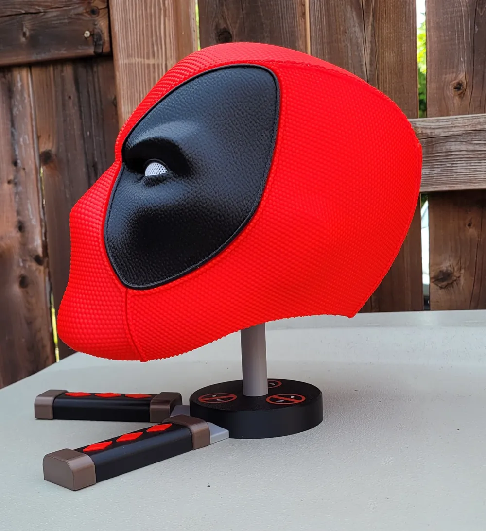 Deadpool Helmet stand by Mayhem Smiley MakerWorld: Download Free 3D Models