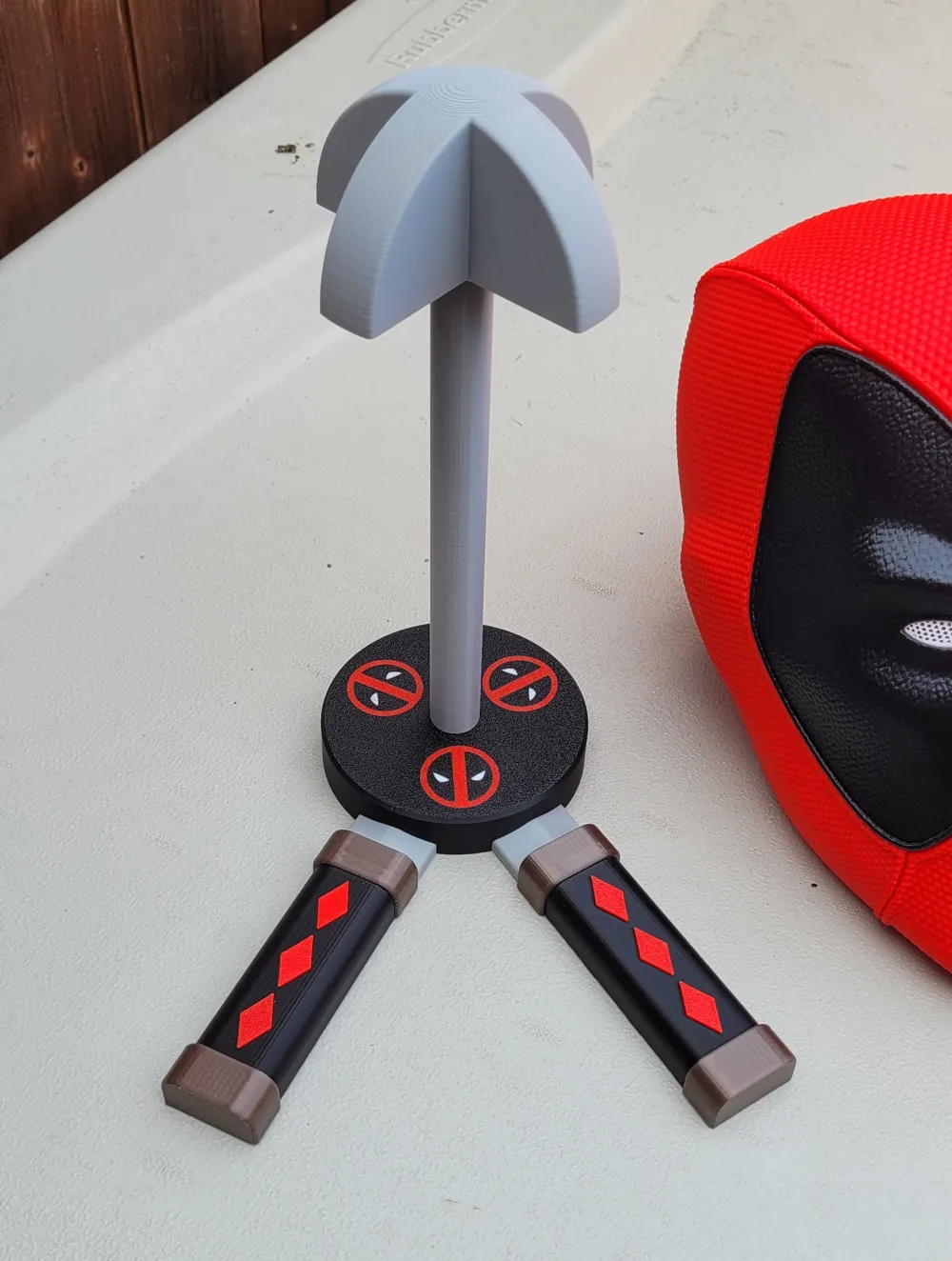 Deadpool Helmet stand by Mayhem Smiley MakerWorld: Download Free 3D Models