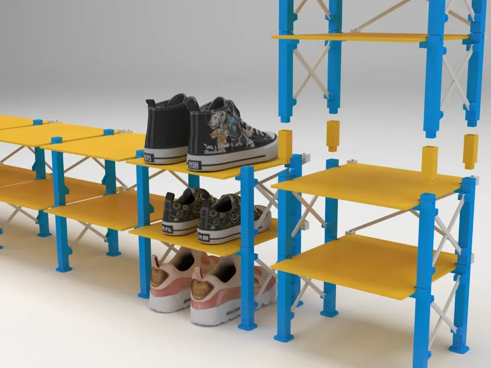 Modular children's shoe rack, infinitely expandable, height-adjustable ...