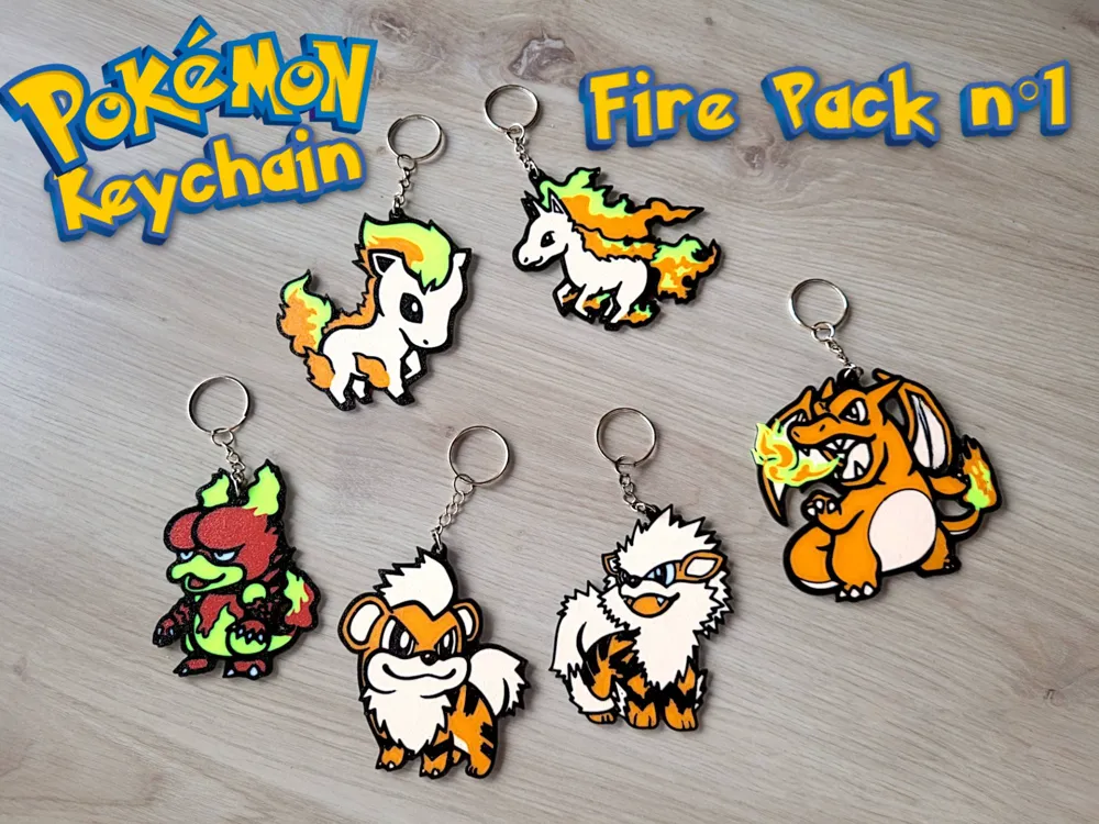 Pokemon keychain Fire Pack by Kensay3D MakerWorld: Download Free 3D Models