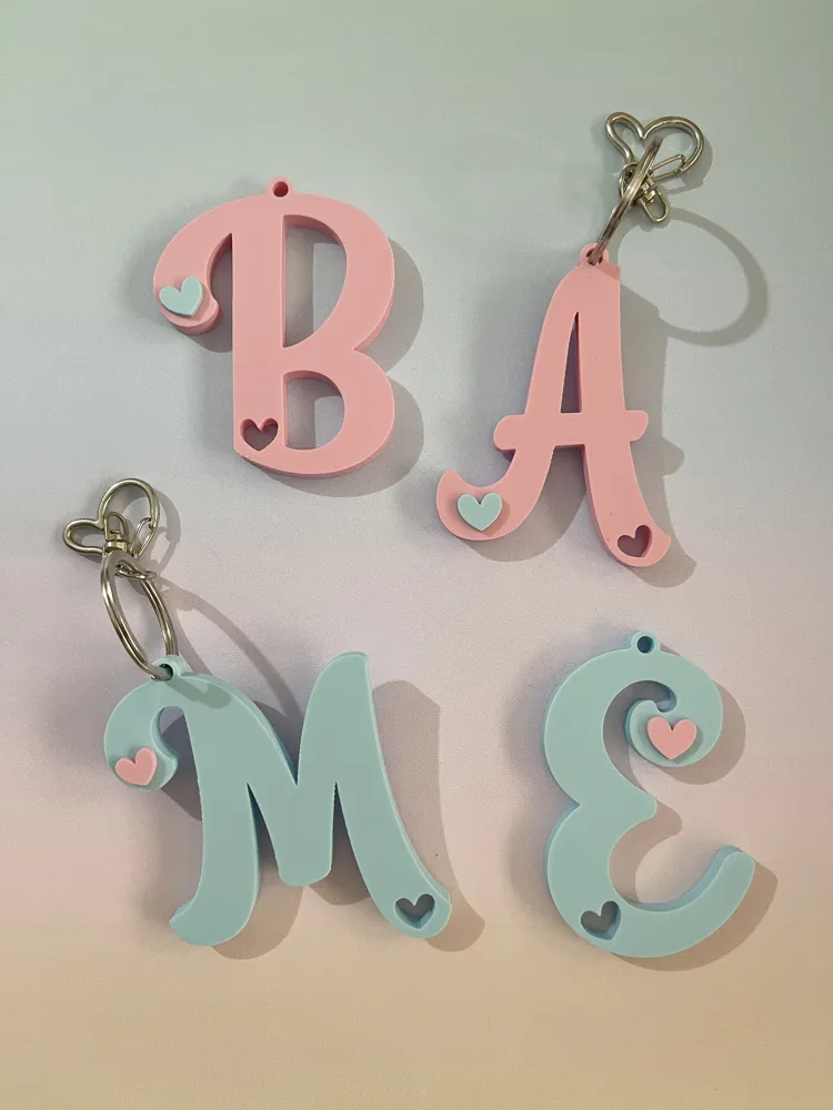 Keychain Letters Heart A to Z - Free 3D Print Model - MakerWorld