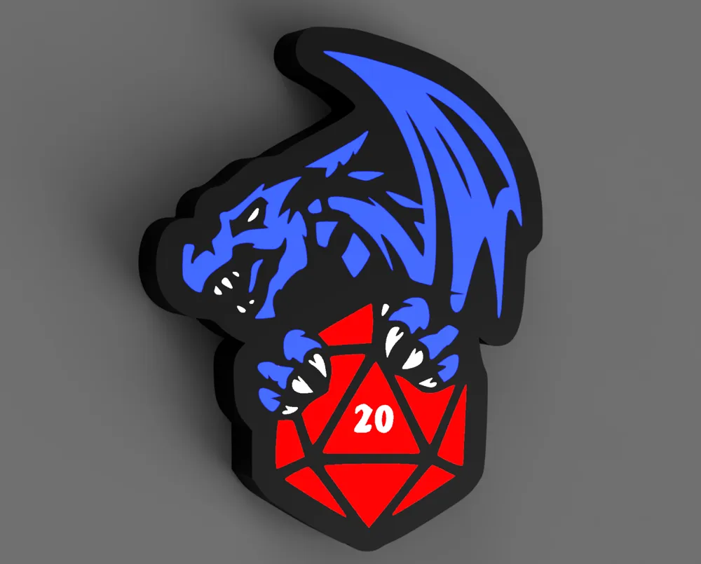 D&D Dragon Rpg D20 Led Box by Art.N.Game - MakerWorld