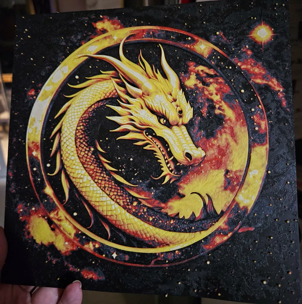 Fire Galaxy Dragon (Hueforge) 200mm x 200mm by luciel - MakerWorld