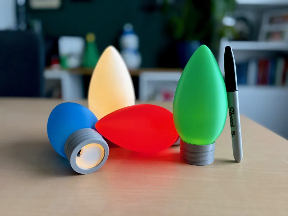 Christmas Light Bulb LED Tea Light | Ornament - Free 3D Print Model ...