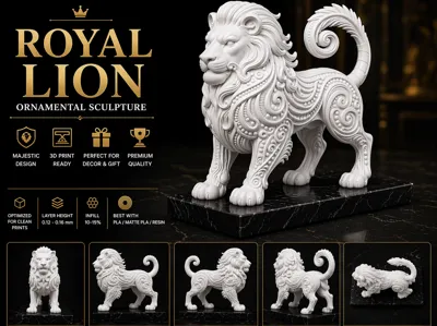 Royal Guaradian Lion - Free 3D Print Model - MakerWorld