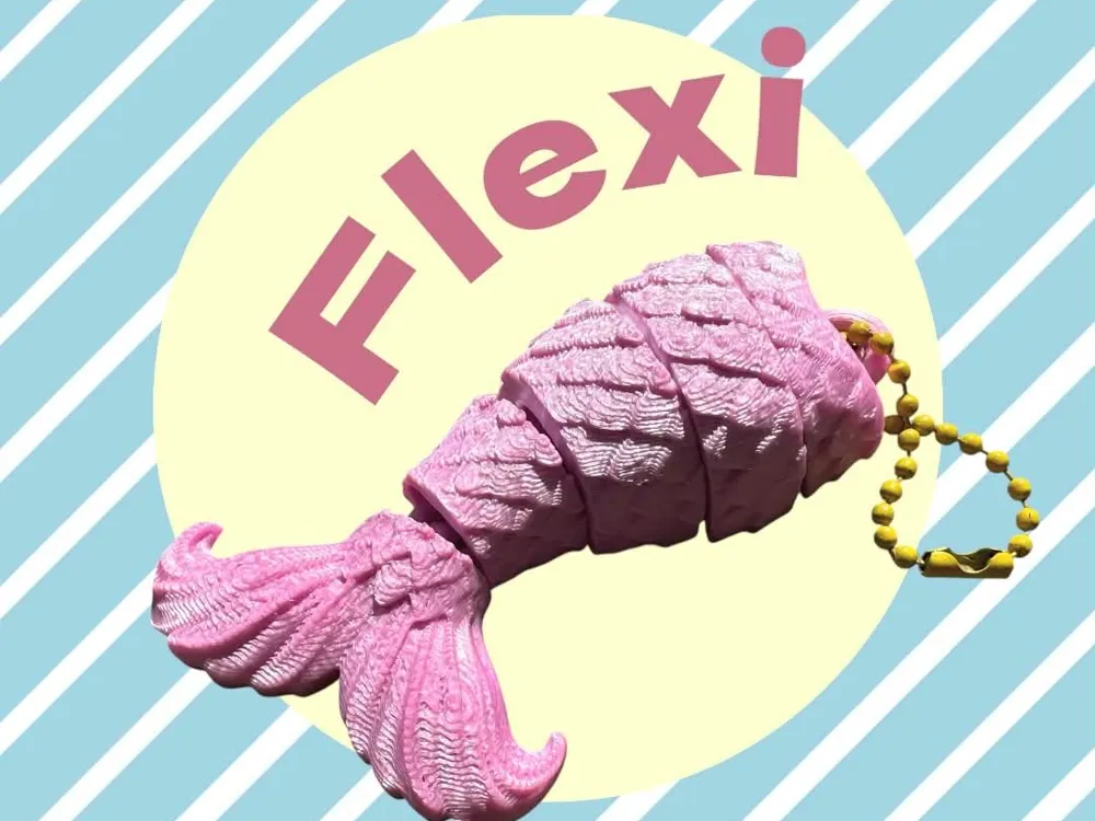Mermaid Tail Flexi Keychain Charm - Free 3D Print Model - MakerWorld