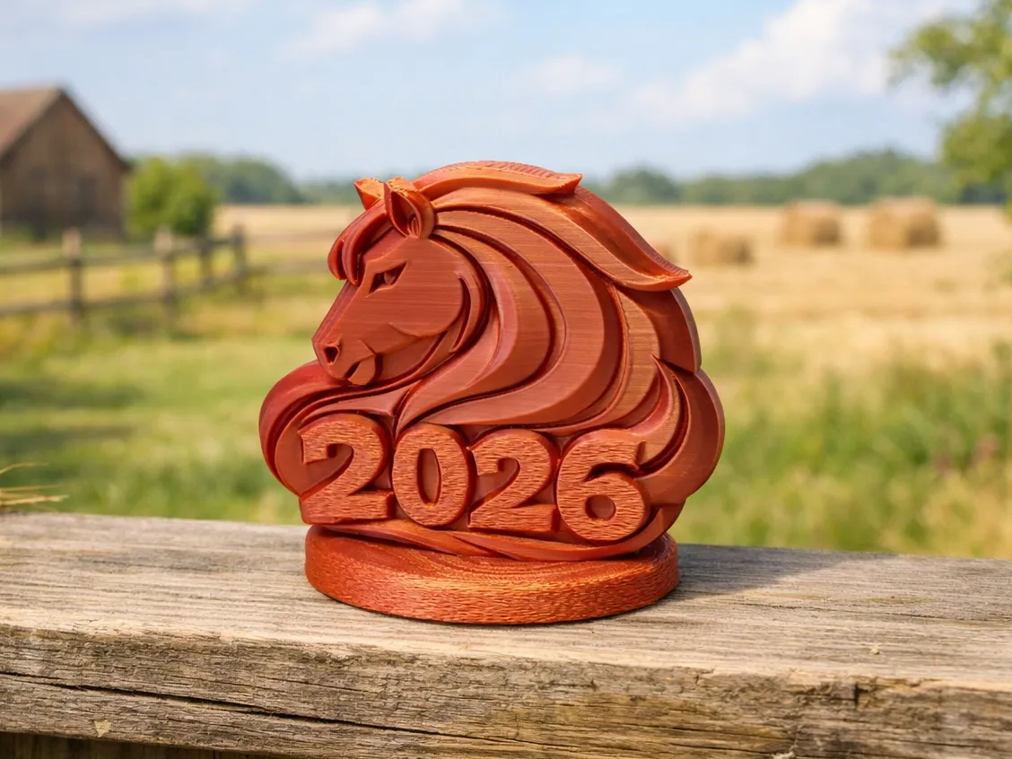Year of the Horse 2026 Emblem - Free 3D Print Model - MakerWorld