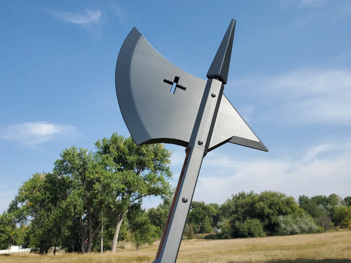 Halberd weapon head and pommel - Free 3D Print Model - MakerWorld