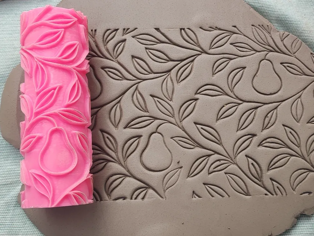 Texture Roller - Trellis of Pears Debossed by TheBreadman MakerWorld: Download Free 3D Models