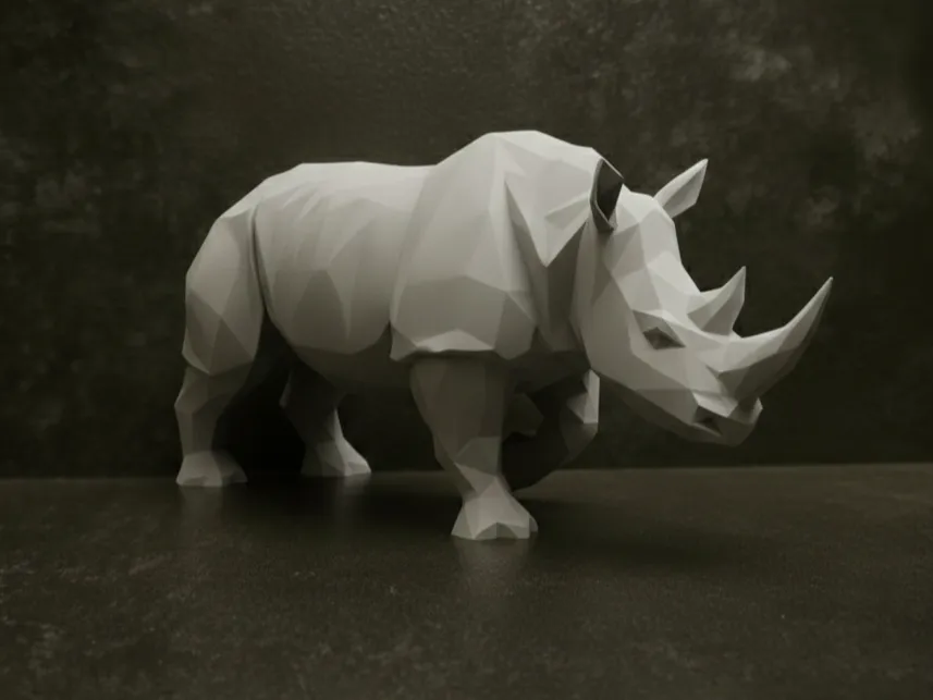 Low Poly Rhino Statue - Free 3D Print Model - MakerWorld