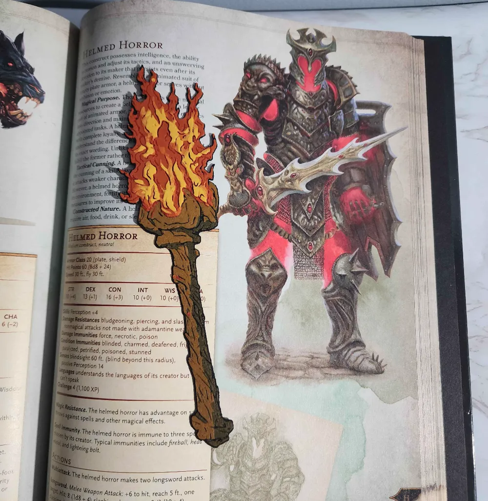 Lit Torch QuestKeeper - TTRPG Loot Bookmark by MythicPrints - MakerWorld
