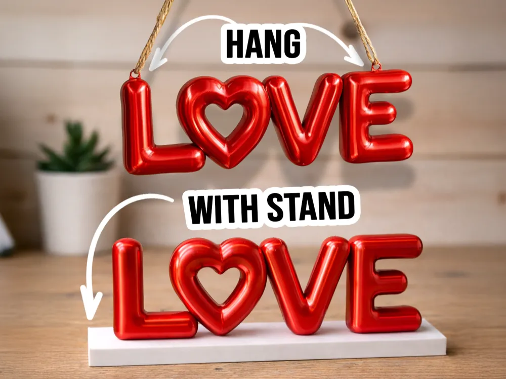 Balloon style LOVE Sign Decoration - Free 3D Print Model - MakerWorld