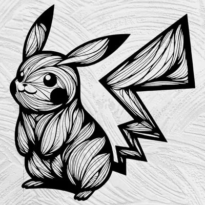 Flowing Line Art Pikachu by The line art guy - MakerWorld