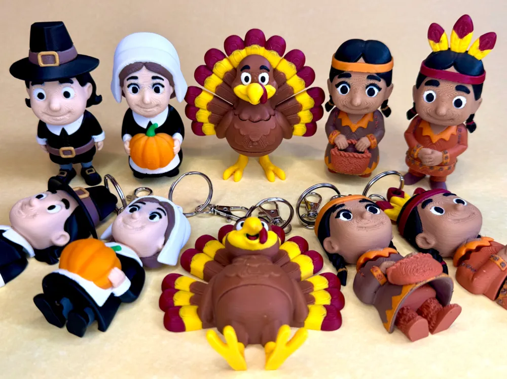 Thanksgiving Set - SUPPORTLESS Keychain Flexi - Free 3D Print Model ...