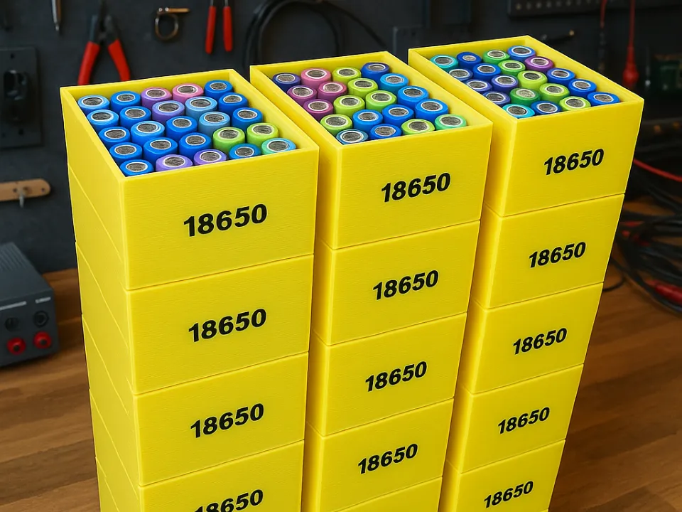 Stackable 18650 Battery Holder – Gridfinity by Dehydrate7MakerWorld: Download Free 3D Models