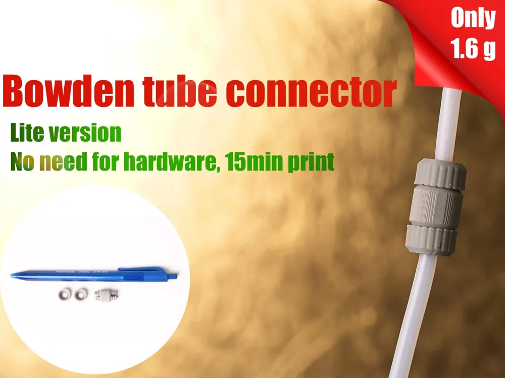 Bowden/PTFE tube connector lite by SirPrintAlot MakerWorld: Download ...