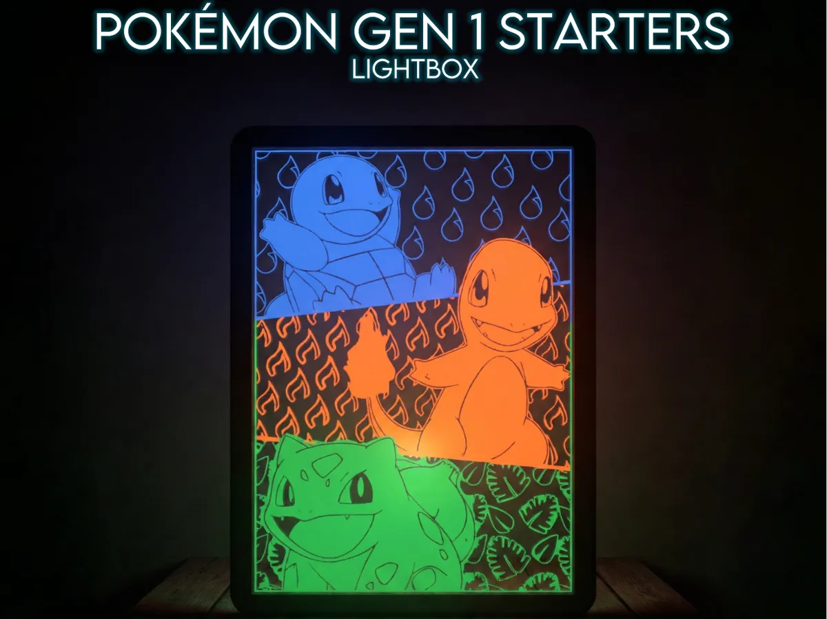 Pokémon Gen 1 Starters Lightbox - Free 3D Print Model - MakerWorld