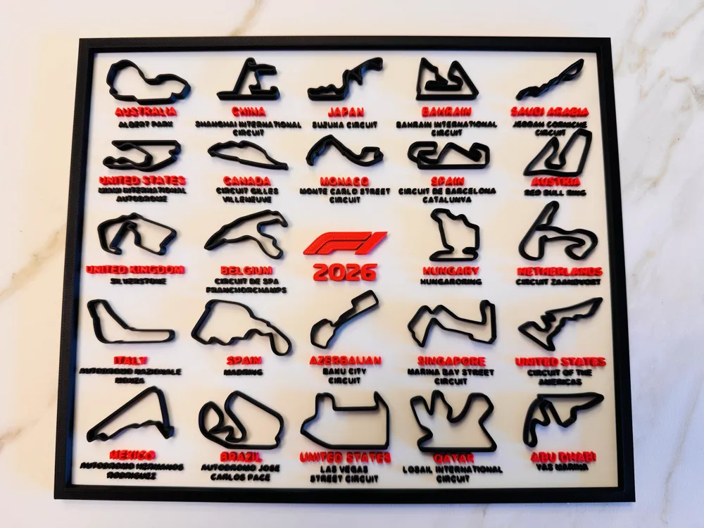 2026 Formula 1 Calendar - Free 3D Print Model - MakerWorld