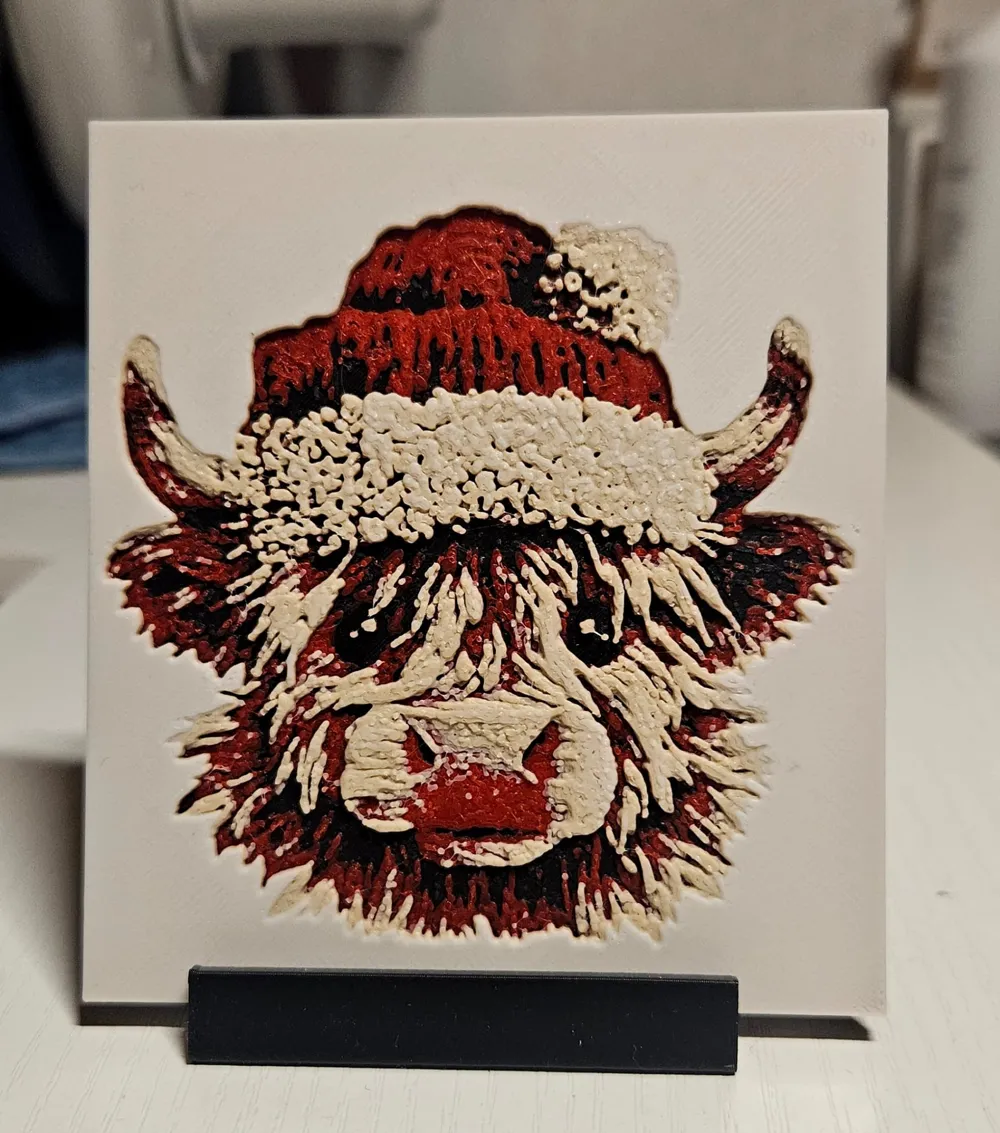 Christmas Higland Cow fluffy head - Free 3D Print Model - MakerWorld