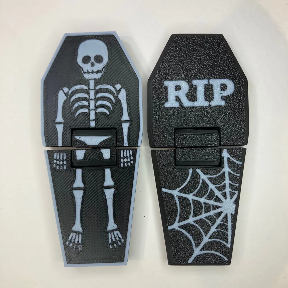 Skeleton and Coffin Slide and Flip Fidget (45 min) - Free 3D Print ...