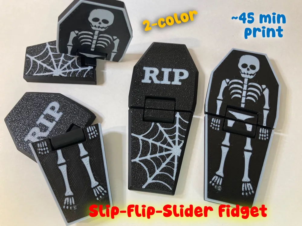 Skeleton and Coffin Slide and Flip Fidget (45 min) - Free 3D Print ...