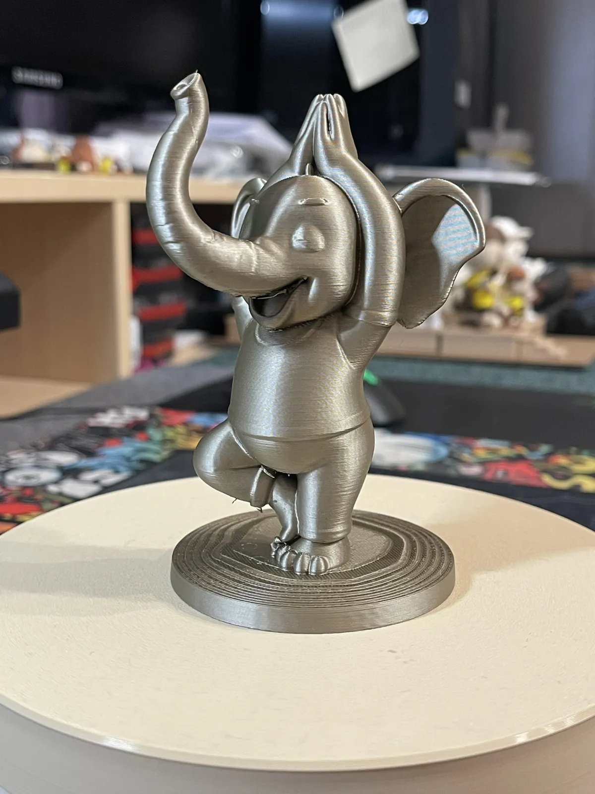 Cartoon-Style Elephant in Yoga (Tree Pose) - Free 3D Print Model ...