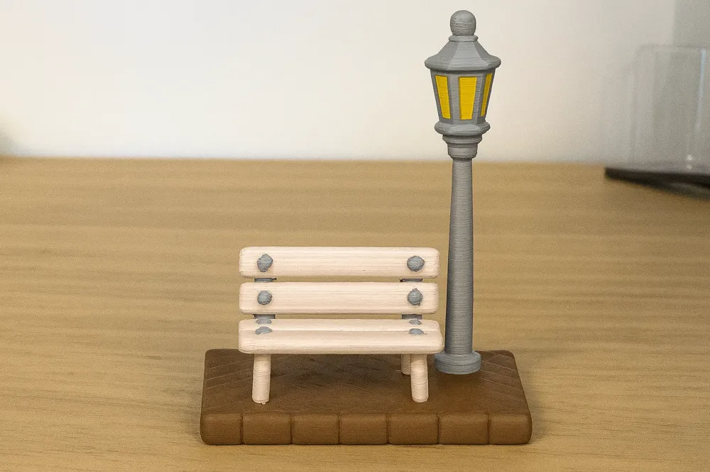 Bench & Lamp Post Diorama - Free 3D Print Model - MakerWorld