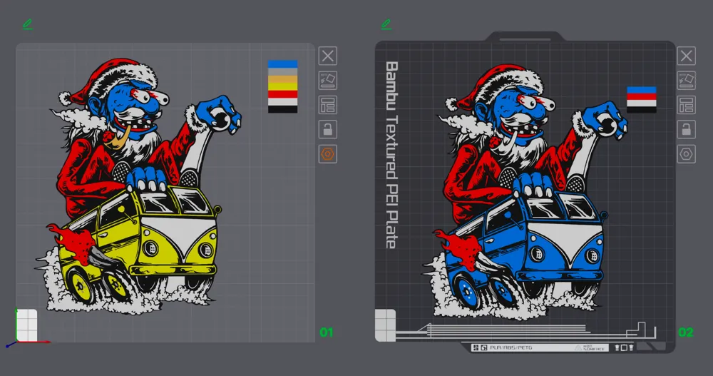 Microbus Santa monster WALL ART by WagZPrintZ - MakerWorld