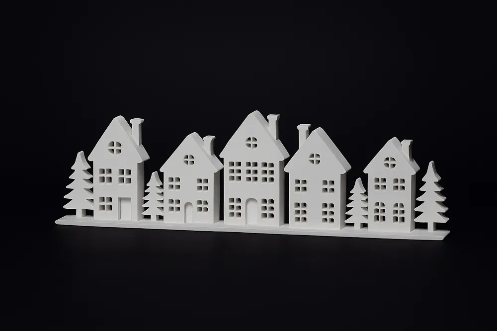 Christmas Decorative Houses with Fir Trees - Free 3D Print Model ...