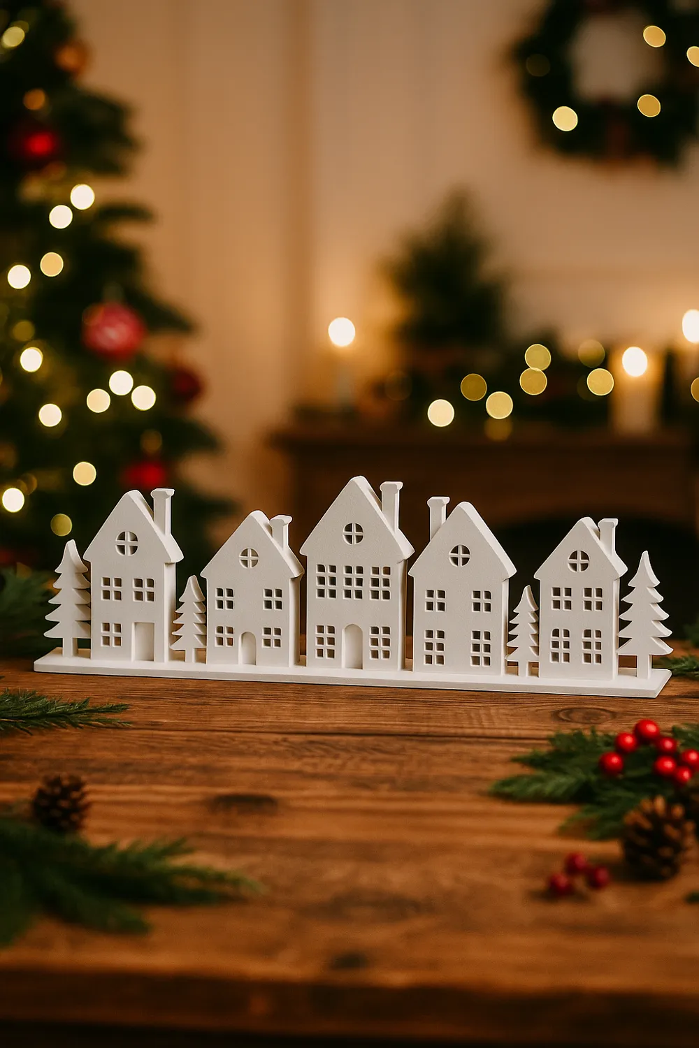 Christmas Decorative Houses with Fir Trees - Free 3D Print Model ...