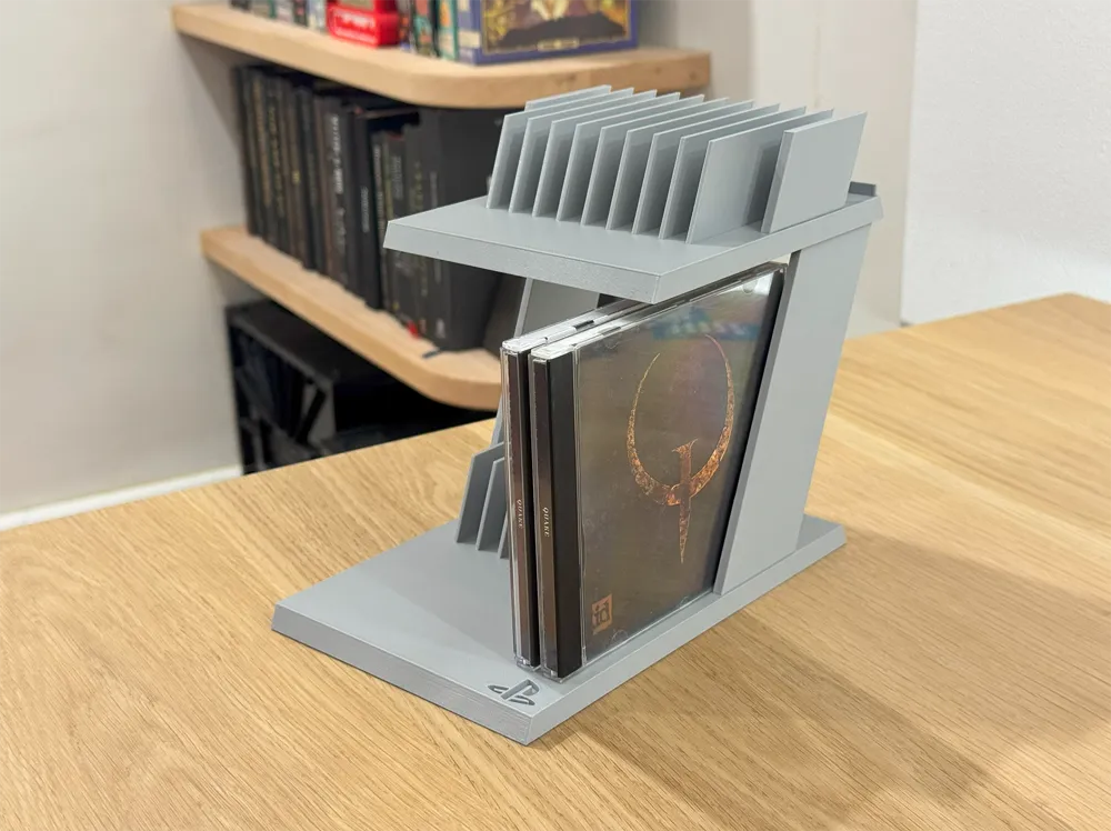 NTSC PlayStation 1 (PS1) game stand holder by jamie_ MakerWorld: Download Free 3D Models