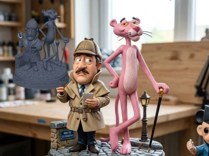 PINK PANTHER AND INSPECTOR CLOUSEAU DIORAMA - Free 3D Print Model ...