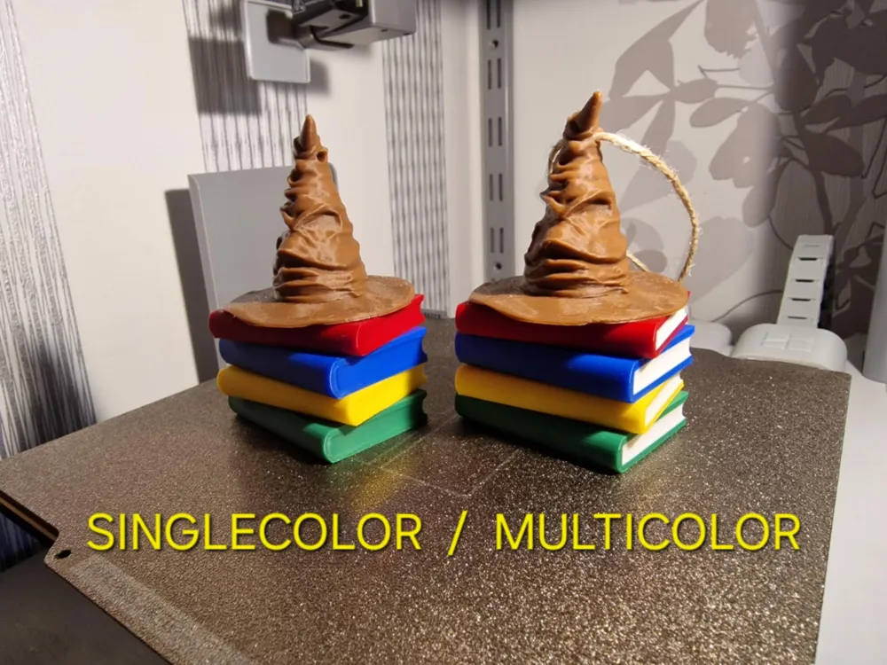 Harry Potter Sorting Hat on Books Ornament - Free 3D Print Model ...