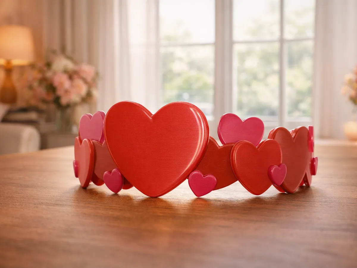 Heart Crown – Valentine’s Day Wearable - Free 3D Print Model - MakerWorld