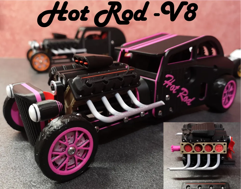 HOT ROD V8 - Spring engine by AD - Concept - MakerWorld
