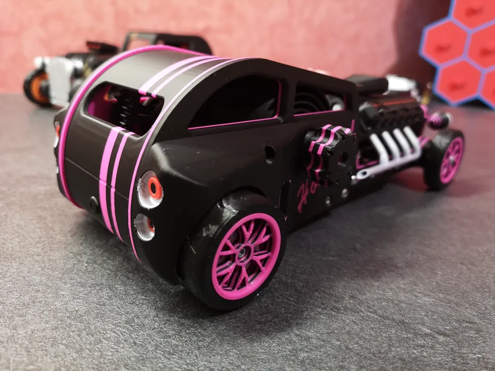 HOT ROD V8 - Spring engine - Free 3D Print Model - MakerWorld