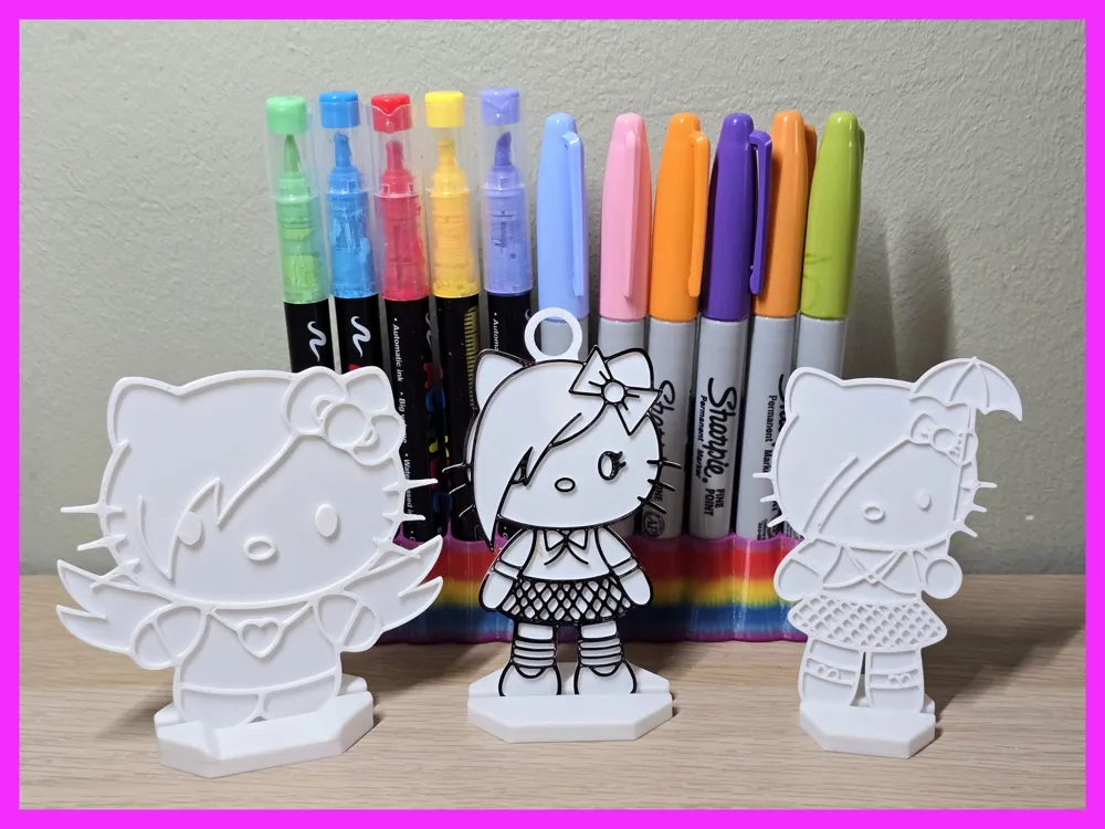 Hello Kitty Emo Girl Diy Coloring No Ams by Merilno3D MakerWorld ...