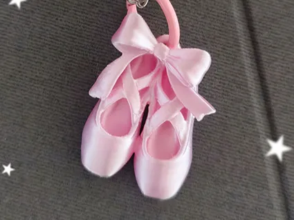 Ballet Shoe Bow Charm Keychain - Free 3D Print Model - MakerWorld