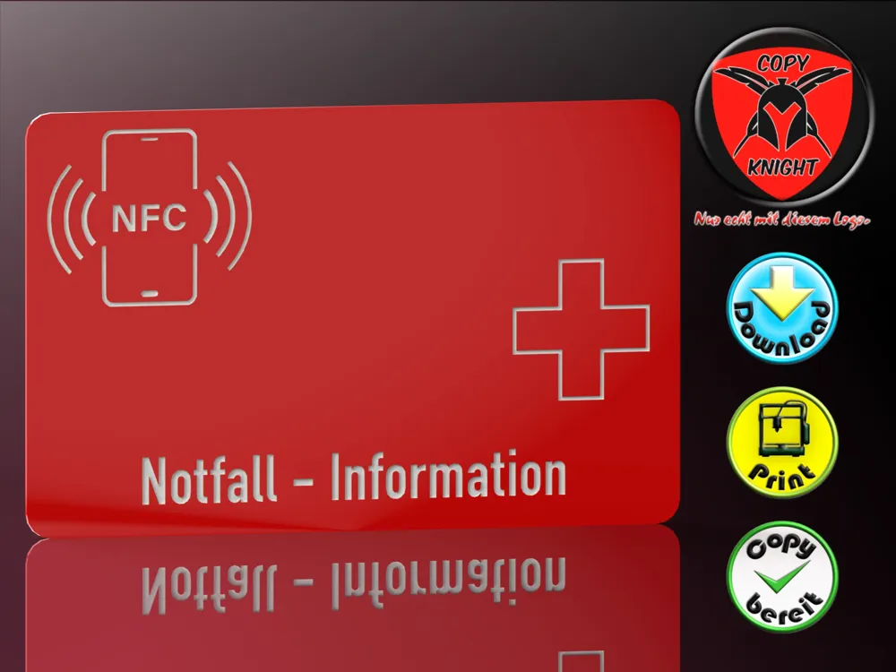 NFC Karte Notfall Information NFC ID-1 ISO/IEC 7810 Bankkarten-, Kreditkarten ...